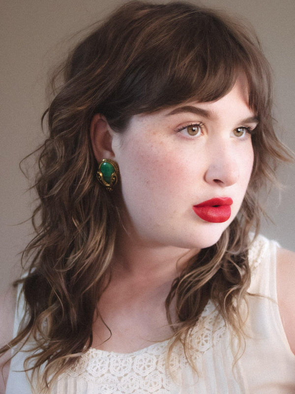 Vintage Green and Gold Statement Earrings | Vintage Meet Modern Jewelry