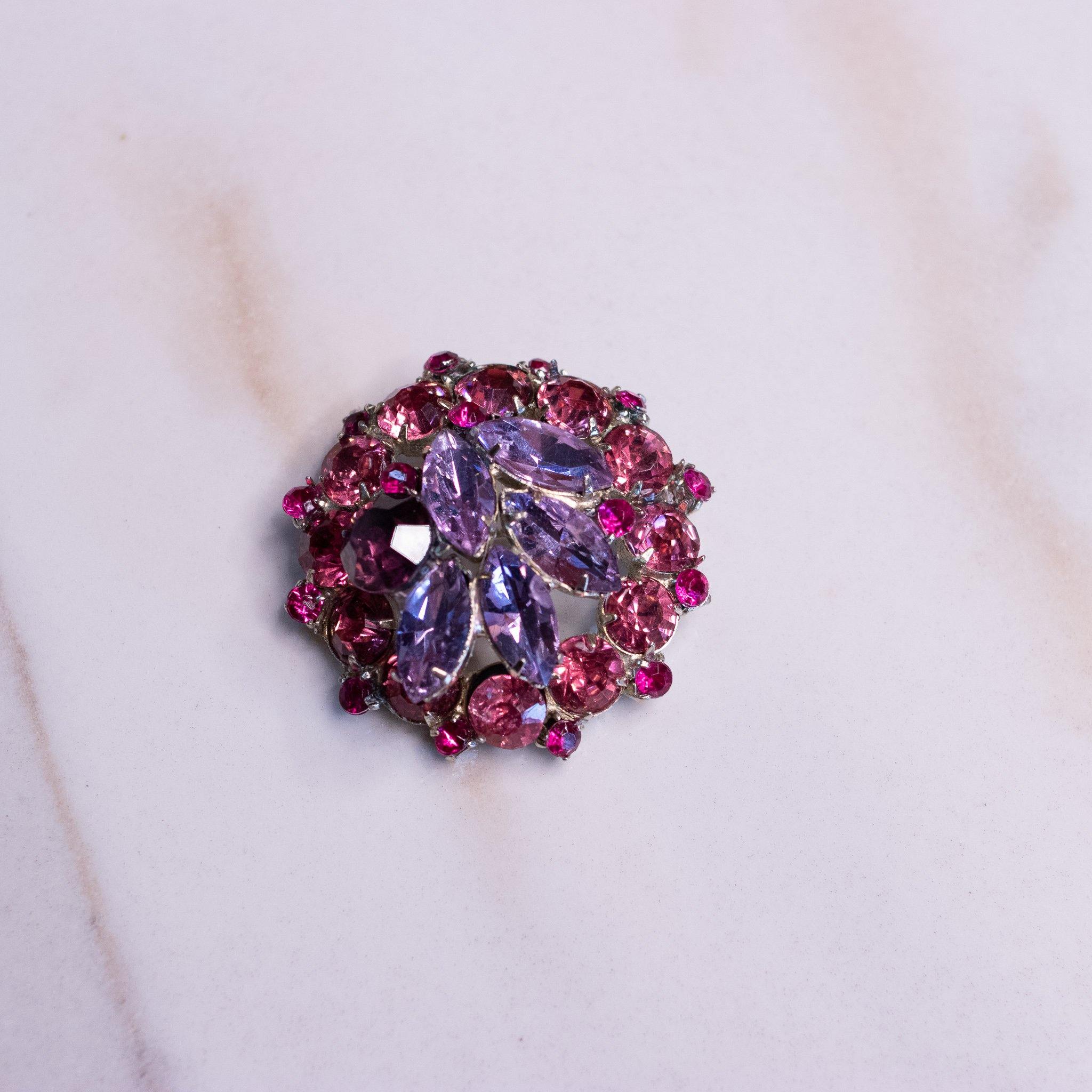 Vintage Pink and Purple Alexandrite Rhinestone Brooch | Vintage Meet ...