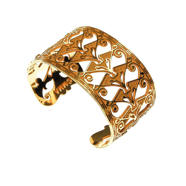 MMA Gold Wide Cuff Bracelet | Vintage Meet Modern Jewelry